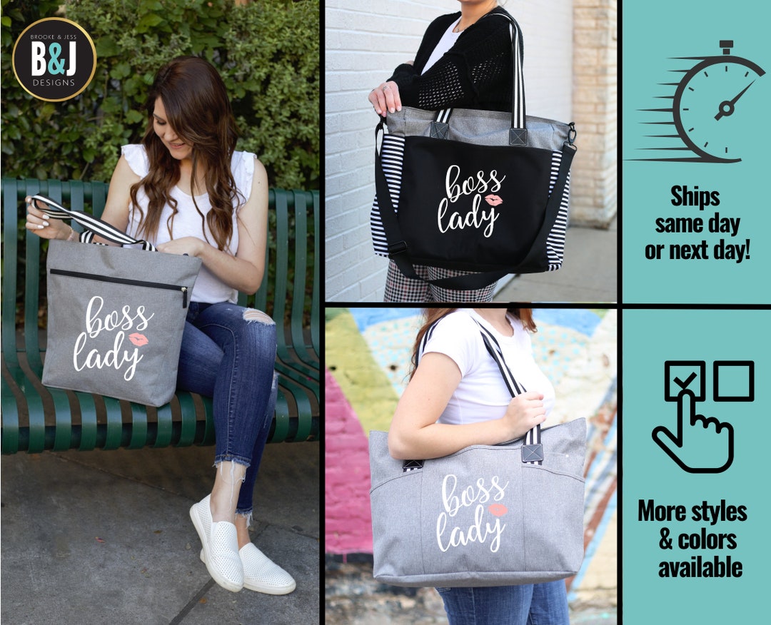 Brooke and Jess Designs Boss Lady Zippered Tote Bags for Women - Etsy