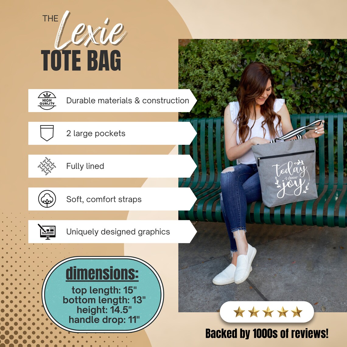 Brooke and Jess Designs - Choose Joy Lexie Tote Bag, Janie Makeup Bag ...