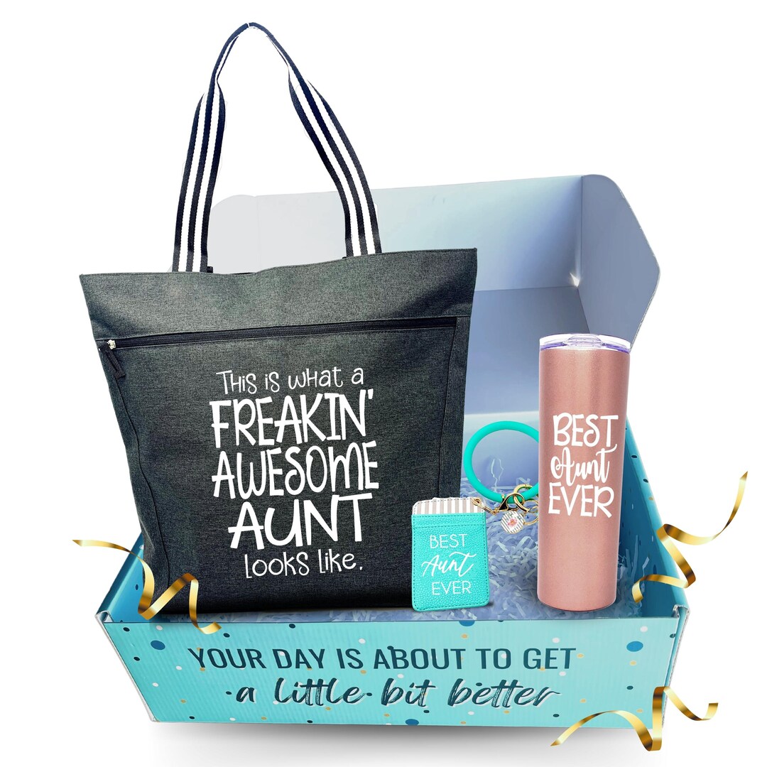Brooke and Jess Designs Aunt Gift Box - Freakin' Awesome Aunt Tote Bag ...
