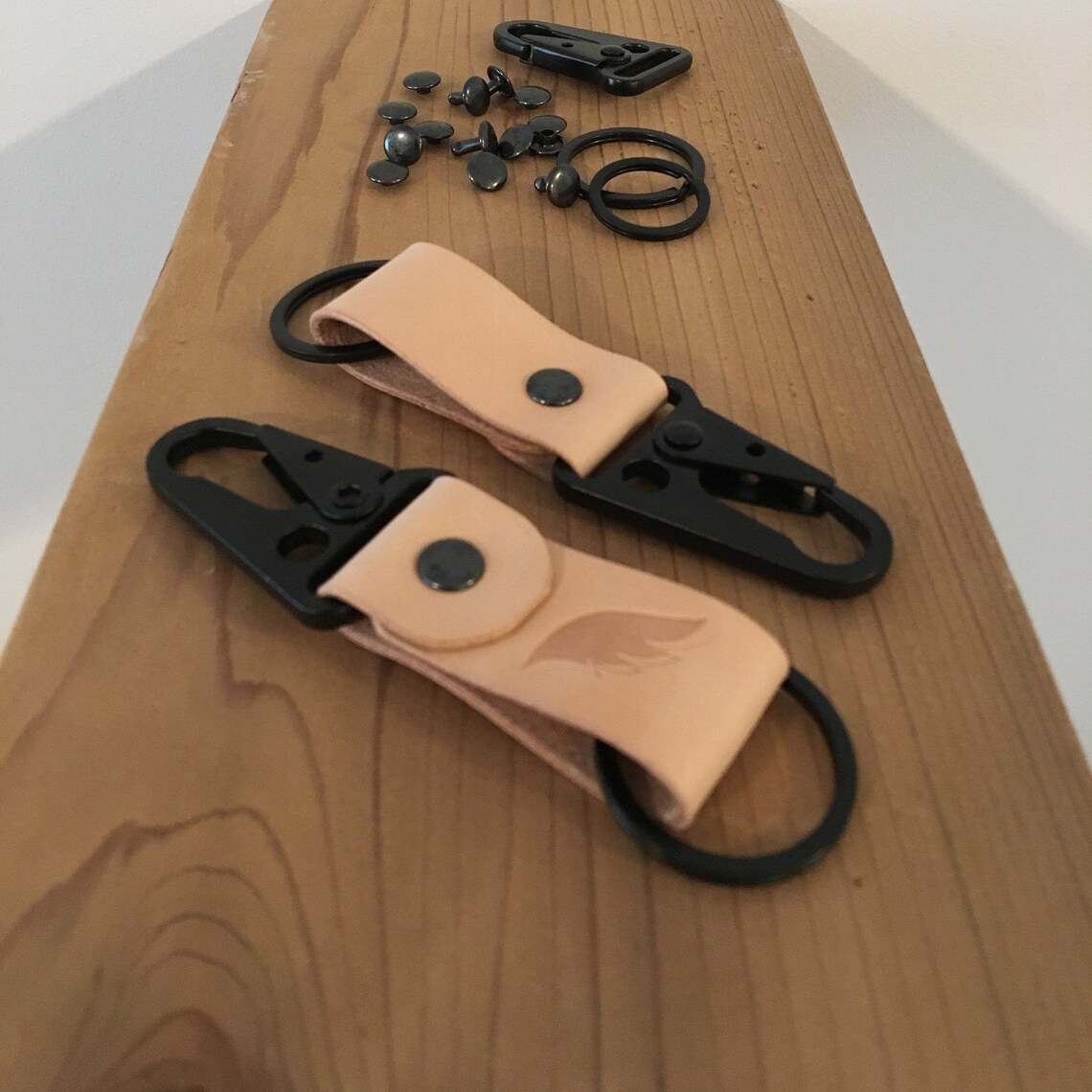 Snap Hooks Leather Keychain Leather Keychain Handmade Keychain ...