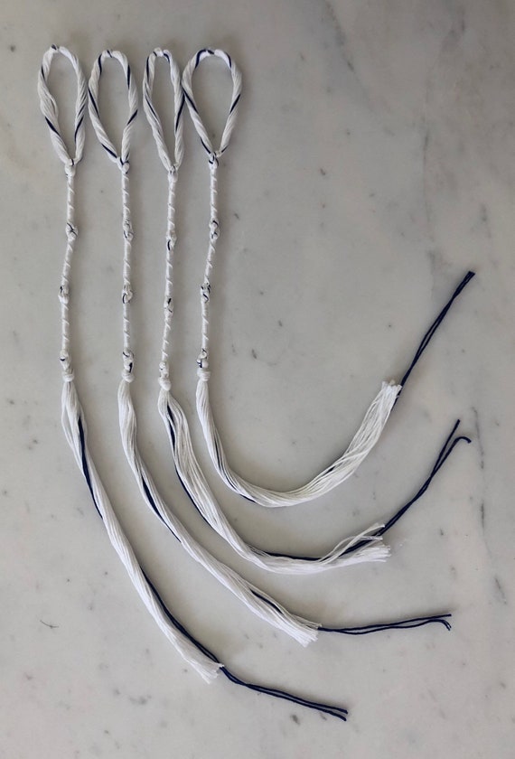 Tzitzits With Your Choice of Tekeleth 100% Cotton Set of 4 - Etsy