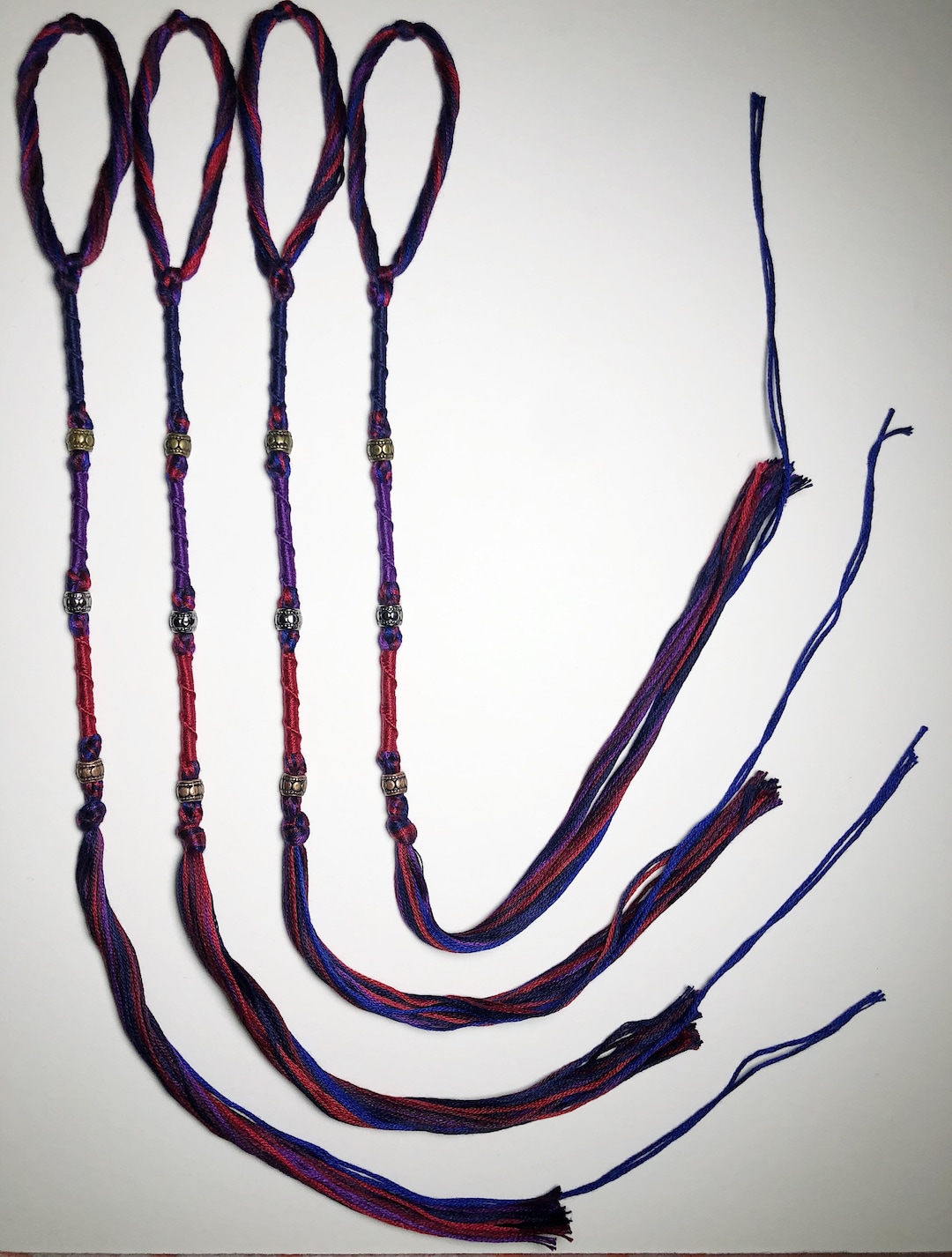 Blue, Purple and Red Tabernacle Color Tzitzits With Gold, Silver and ...