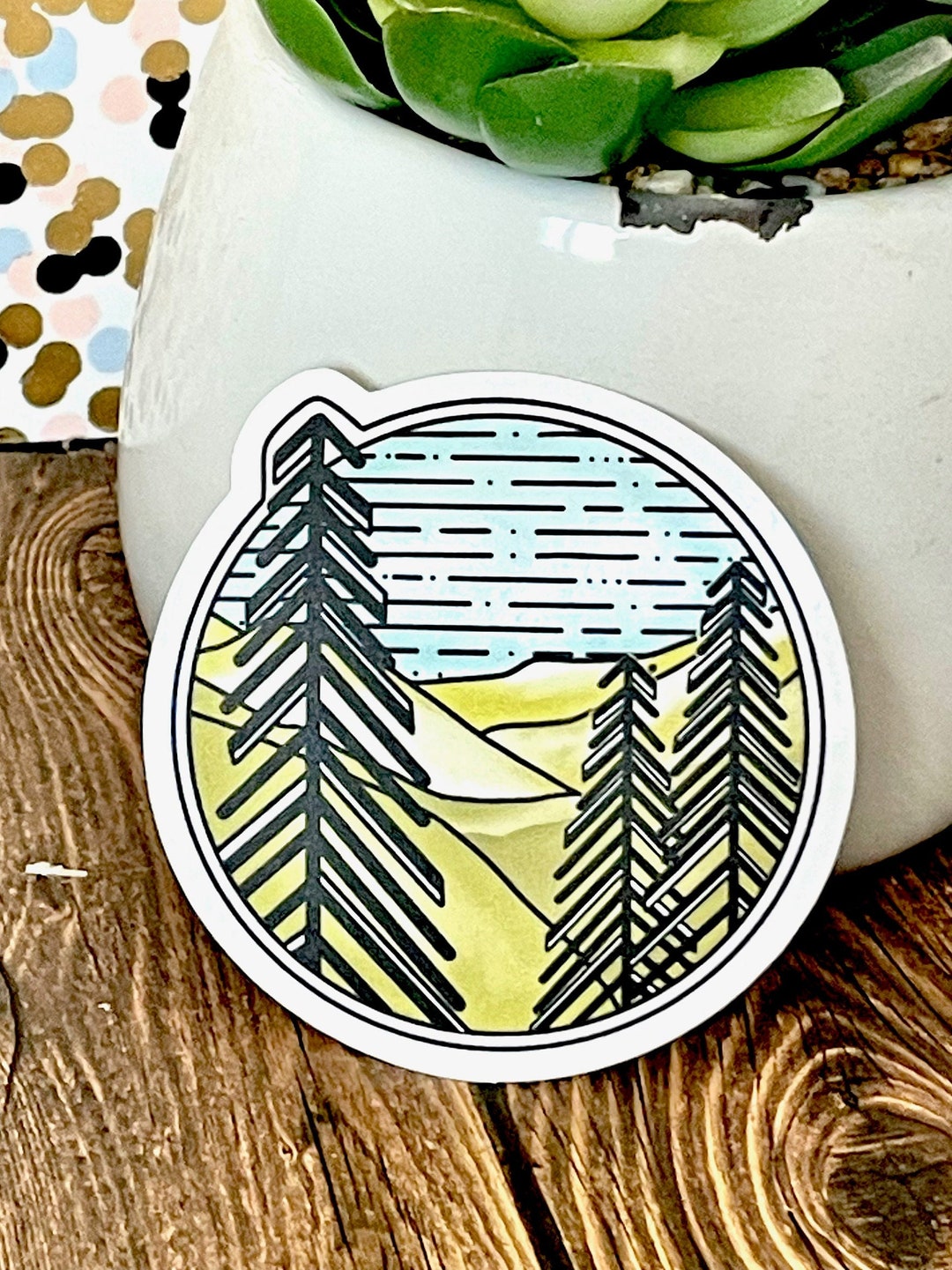 MOUNTAIN STICKER, NATURE Vinyl Sticker, Watercolor Mountain, Trending ...