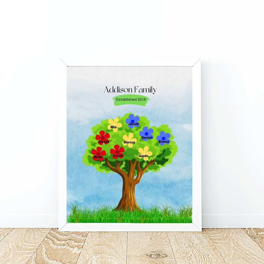 Personalized Family Tree Art Custom Anniversary Gift Custom Family Tree ... Personalized Family Tree Art Custom Anniversary Gift Custom Family Tree ...