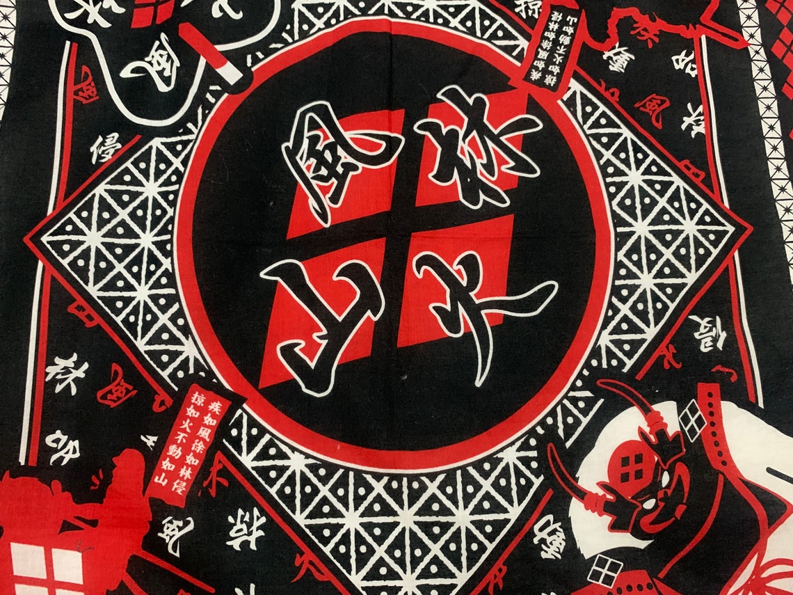 Black color handkerchiefs Chinese characters pattern | Etsy