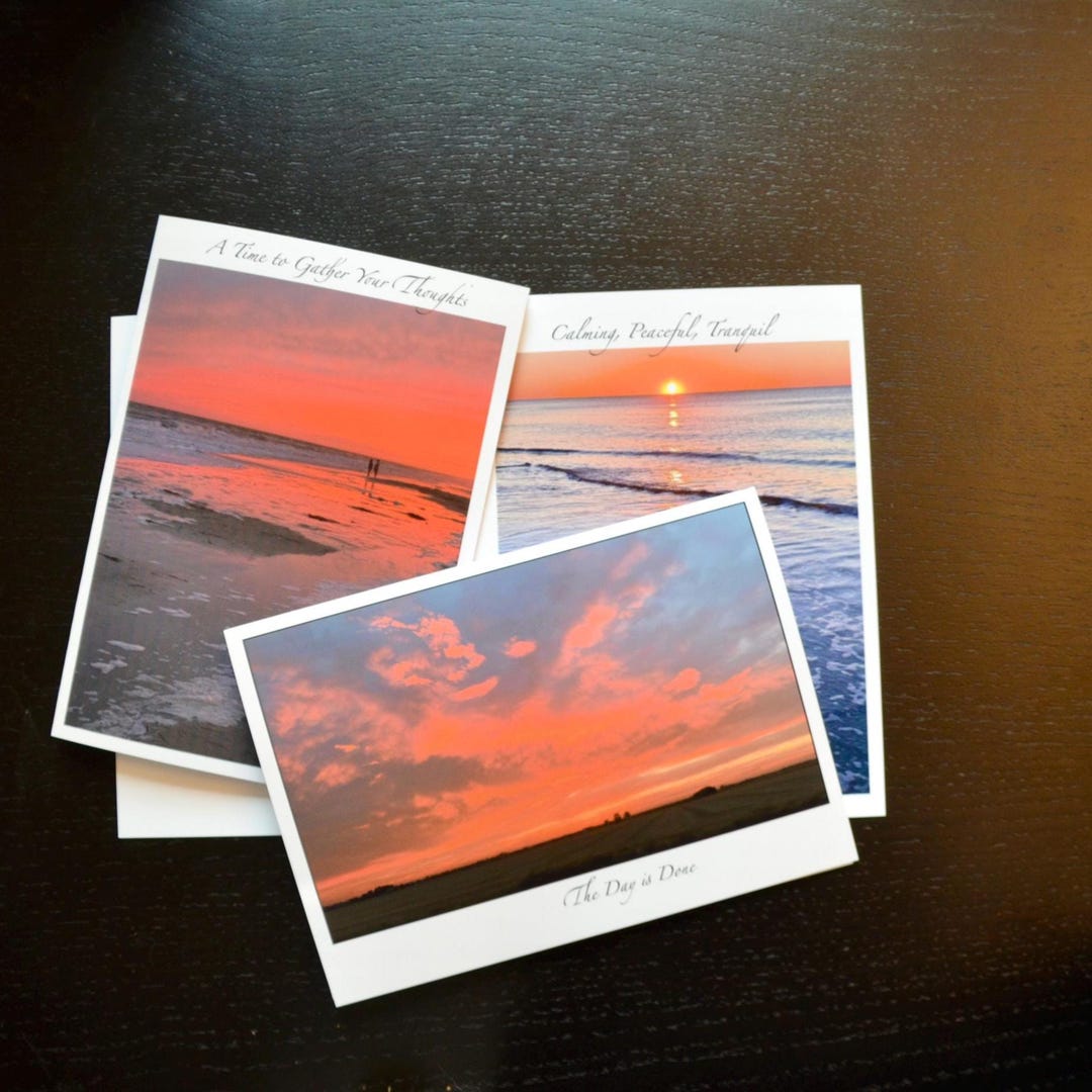 Inspirational Note Cards. Original Photo Print of a Sunrise and Sunset ...