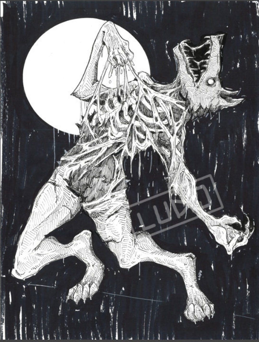 Shifting Werewolf Horror Art Print - Etsy