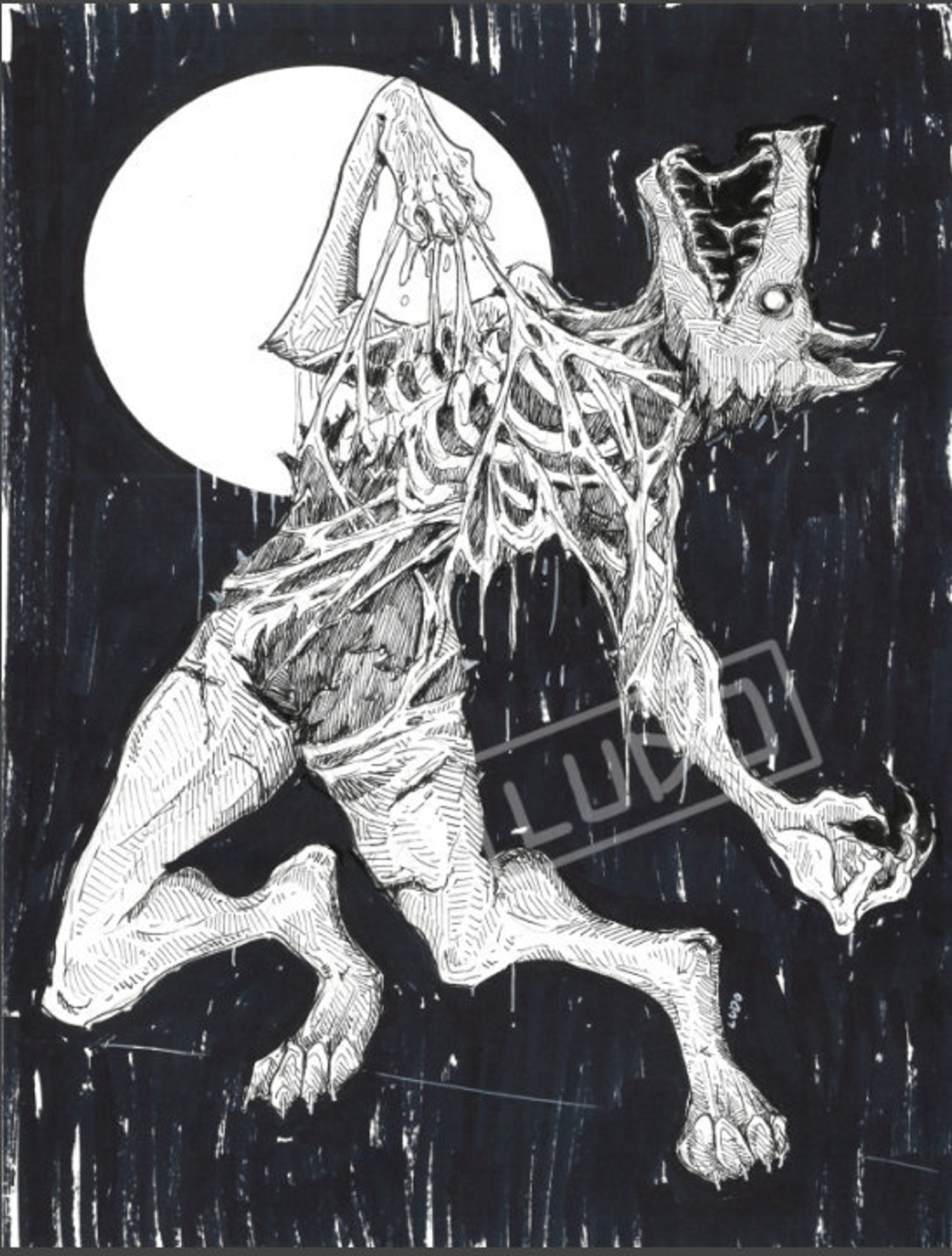 Shifting Werewolf Horror Art Print - Etsy
