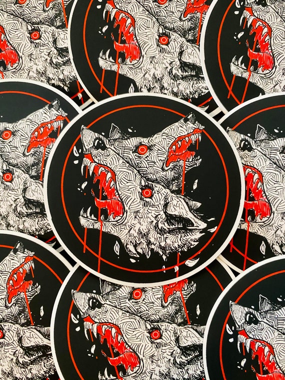 Blood Moon Wolves Sticker | Etsy