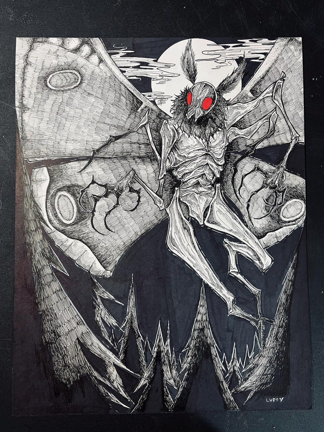 Mothman Cryptid Original Ink Art Piece - Etsy