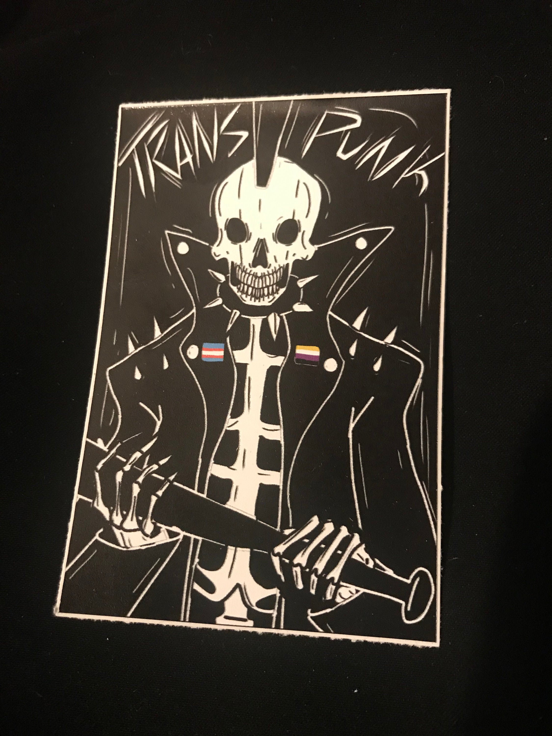 Trans Punk Skeleton Sticker | Etsy