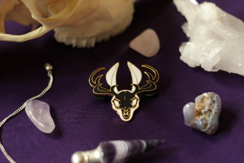 Jackalope Skull Cryptid Enamel Pin - Etsy