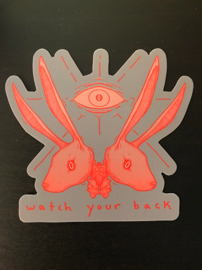 Watch Your Back Rabbit Sticker | Etsy