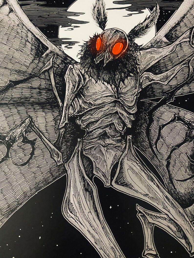 The Mothman Cryptid Monster Art Print - Etsy
