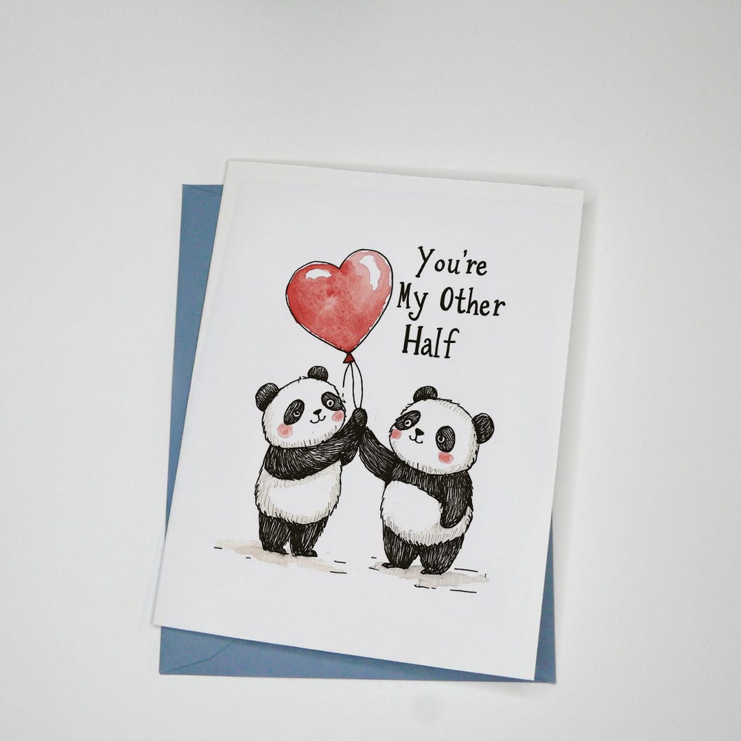 Digital Cute Panda Valentine's Day Cards - Etsy