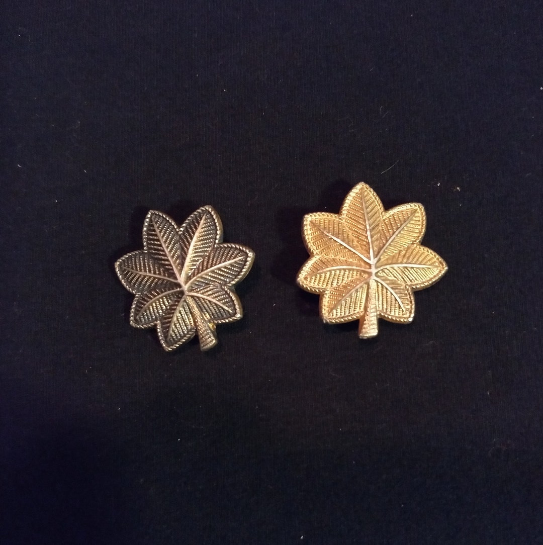 Set of 2 Leaf Palm Sterling Silver and Gold Vintage Military Pins ...