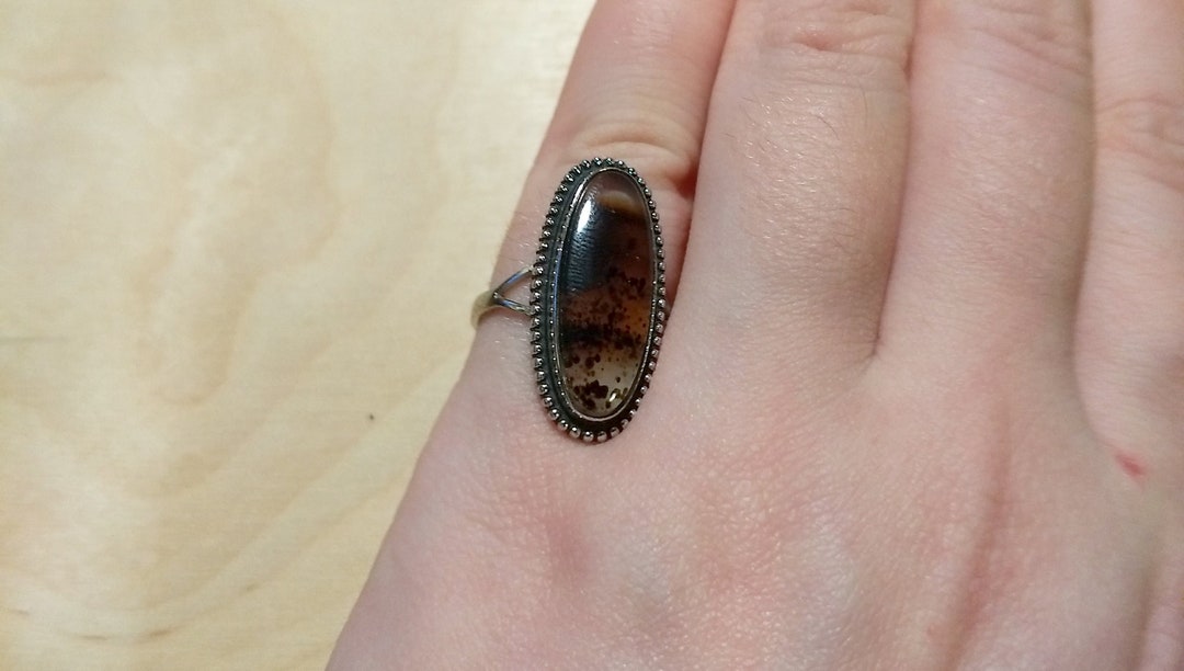 Vintage Sterling Silver Clark and Coombs Moss Agate Ring Size US 5 1/4 ...