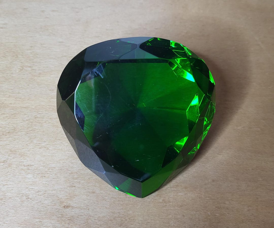 Large Green Glass Emerald Color Paperweight 3" - Etsy