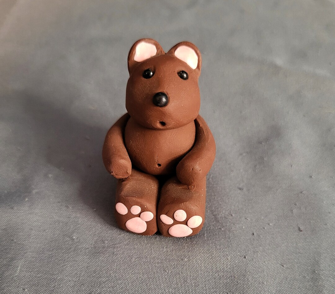 Stylized Cartoony Polymer Clay Bear Figurine, Handmade Item - Etsy