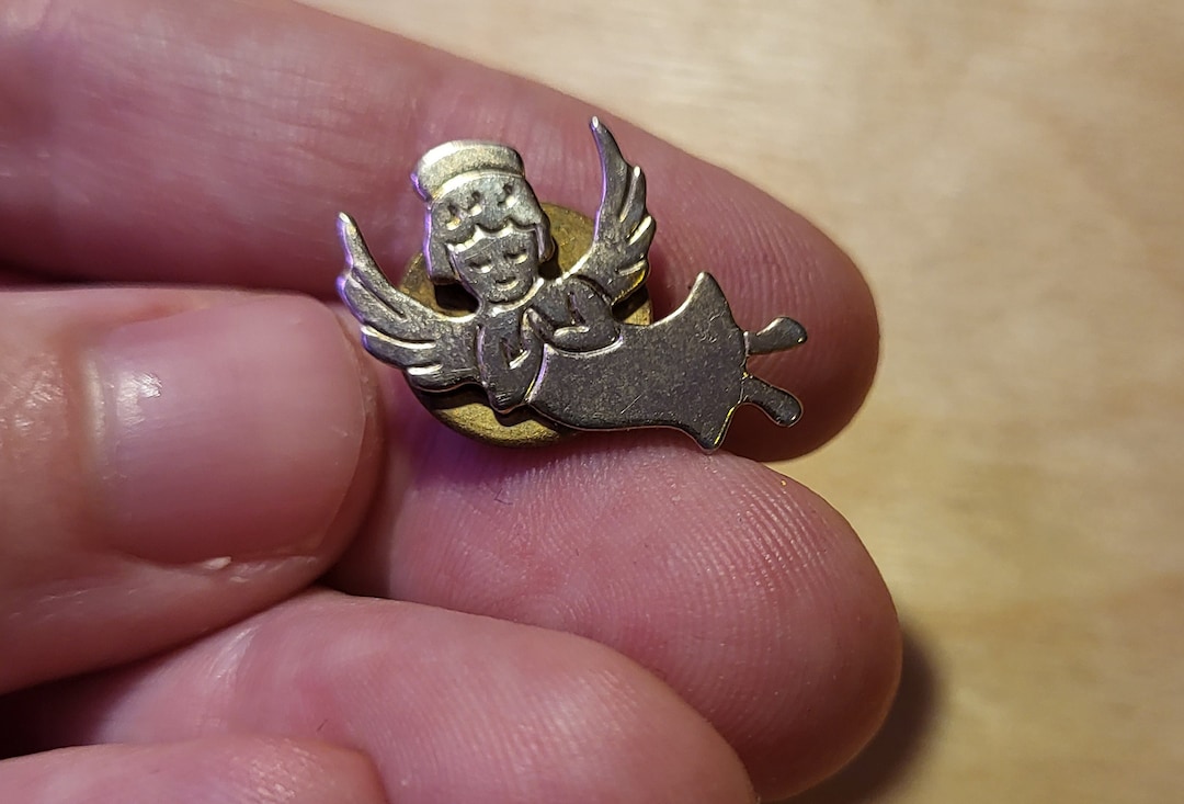 Silver Tone Angel Pin or Brooch With Locking Pinback - Etsy