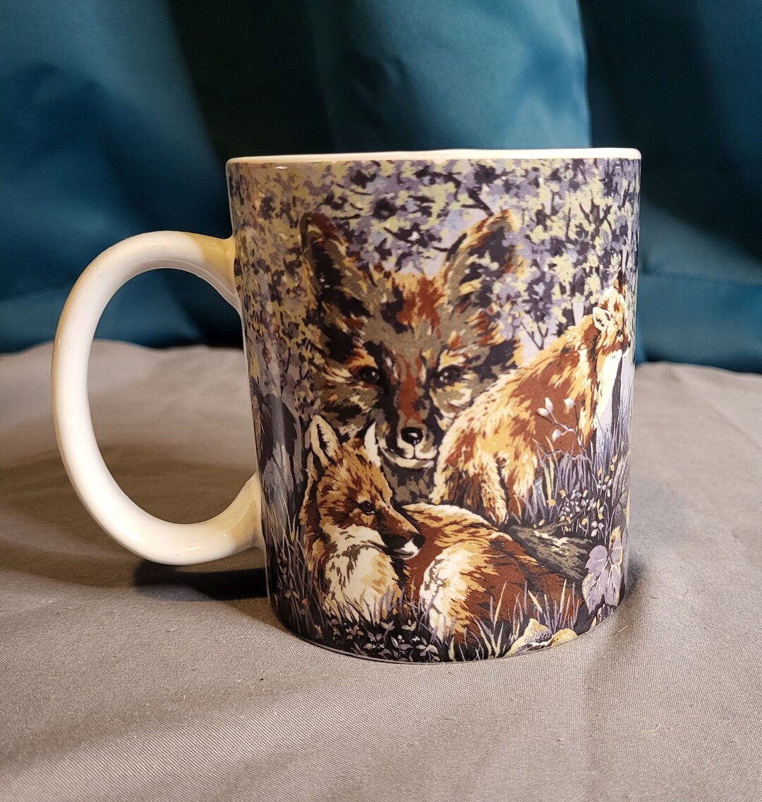 Gibson Red Fox Foxes Wildlife Coffee Cup Mug, Detailed Illustration ...