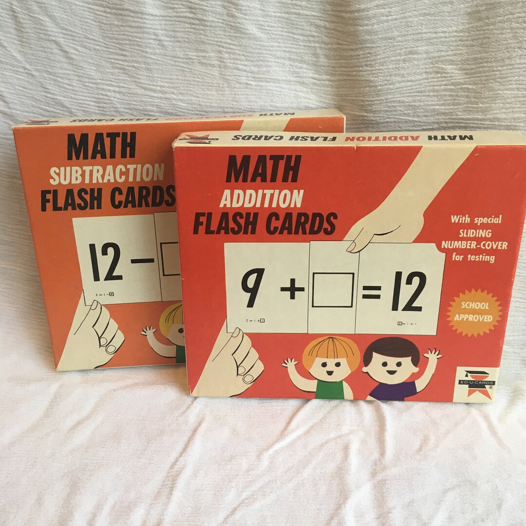 Vintage MATH CARDS Educational Teacher's Aid Addition Subtraction Set ...