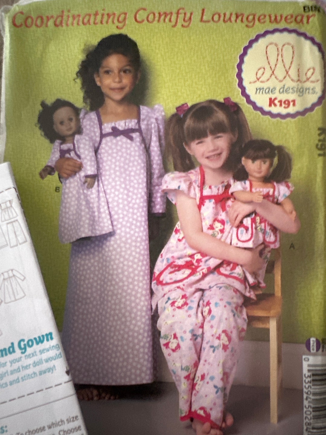Ellie K191 Pajama Outfit Pattern for Girl and 18 Doll - Etsy