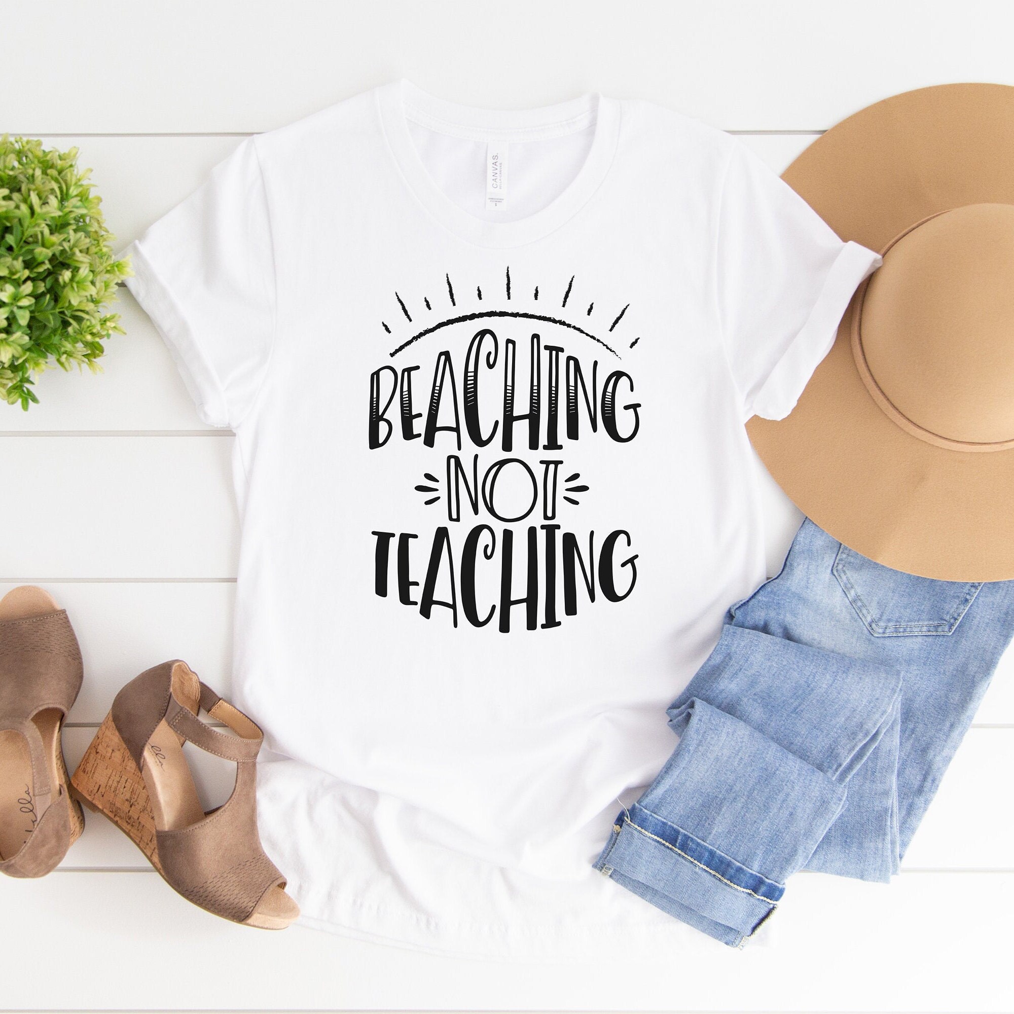Beaching Not Teaching Teacher T-Shirt // Funny Summer Teacher | Etsy