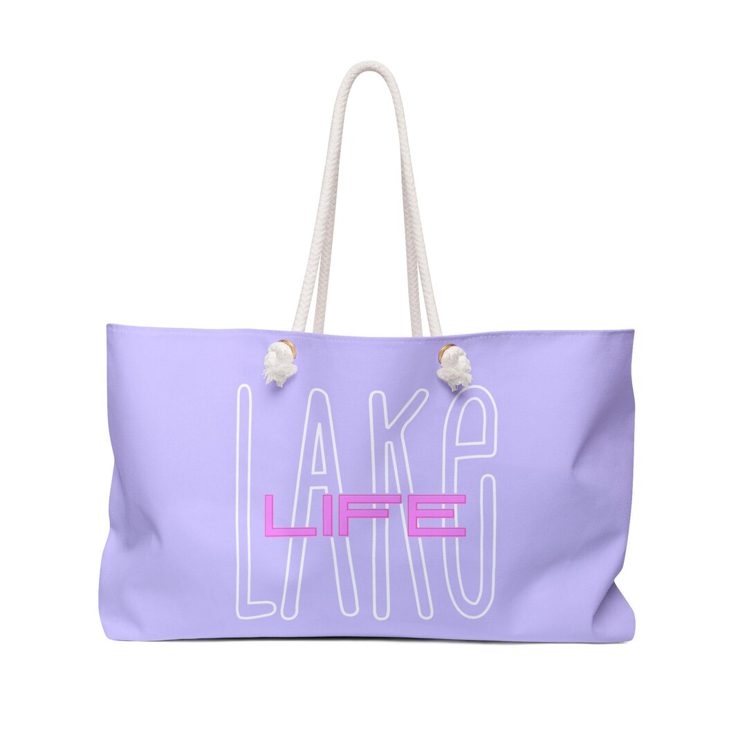 Lake Life Perfect Weekender, Lake Tote, Purple Beach Bag, Overnight ...