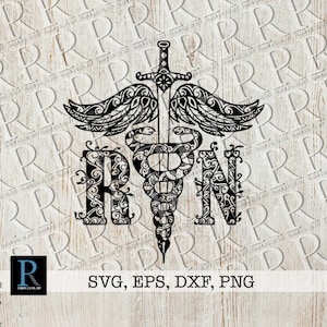 Registered Nurse SVG, Mandala Caduceus SVG, Nurse Symbol Cut File for ...