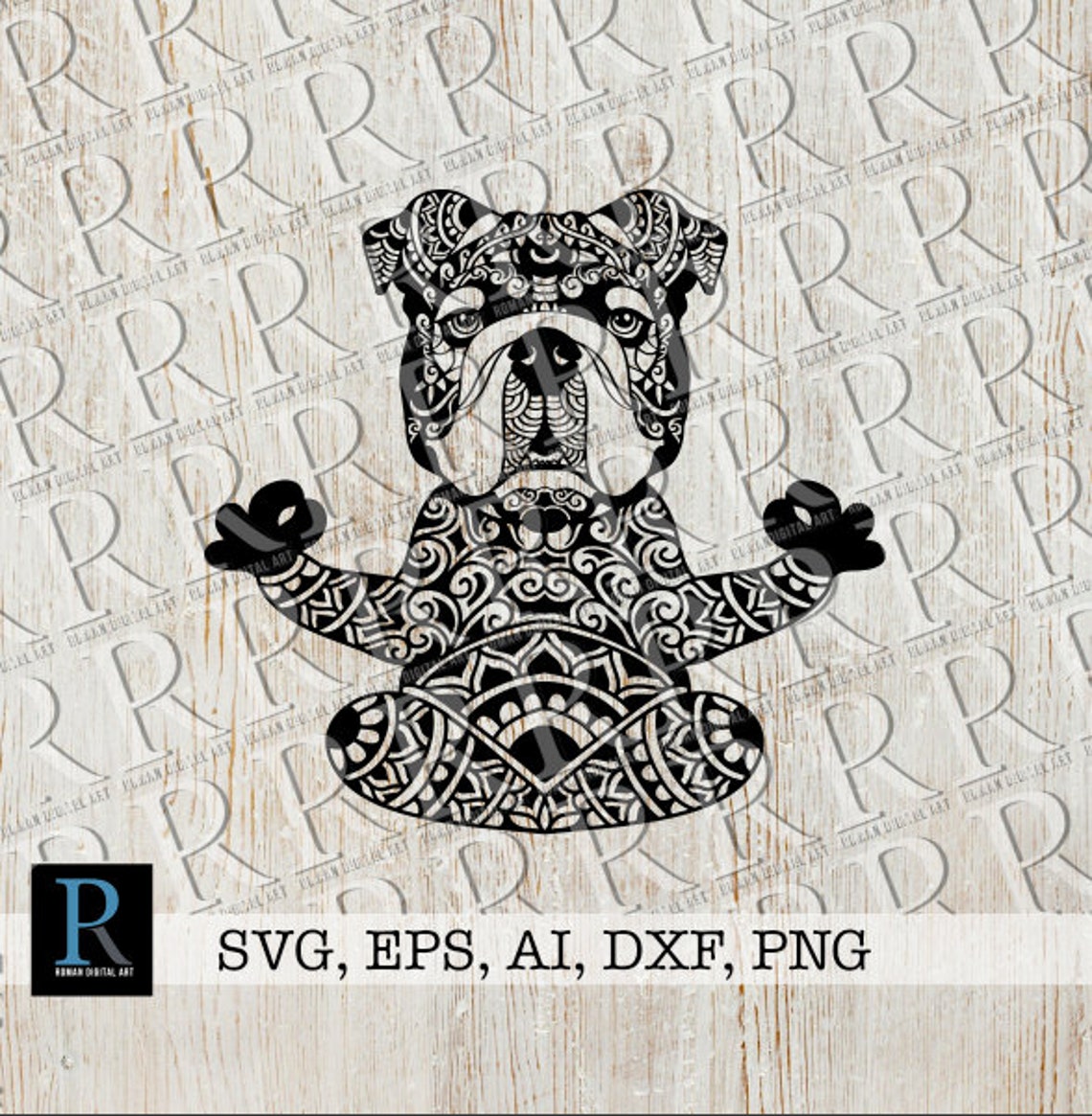 Zentangle Yoga English Bulldog SVG Cut File, Single Layered - Etsy