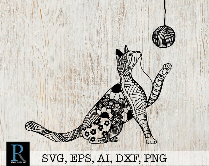 Cat Mandala SVG | Cat Zentangle SVG | Cat Clipart | Cat Cricut File ...
