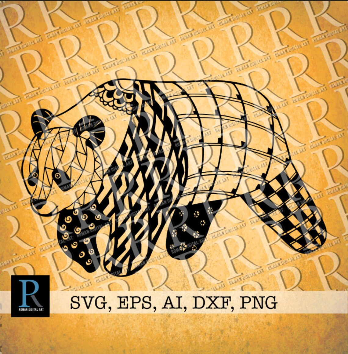 Zentangle Panda SVG Mandala Panda svg Panda for cricut | Etsy