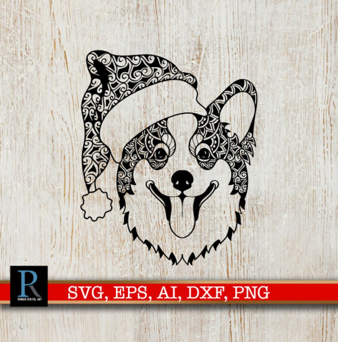 Zentangle Christmas Corgi SVG, Santa Corgi SVG, Mandala Corgi SVG ...