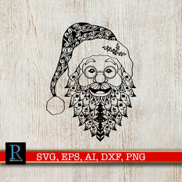 Zentangle Santa Svg - Etsy