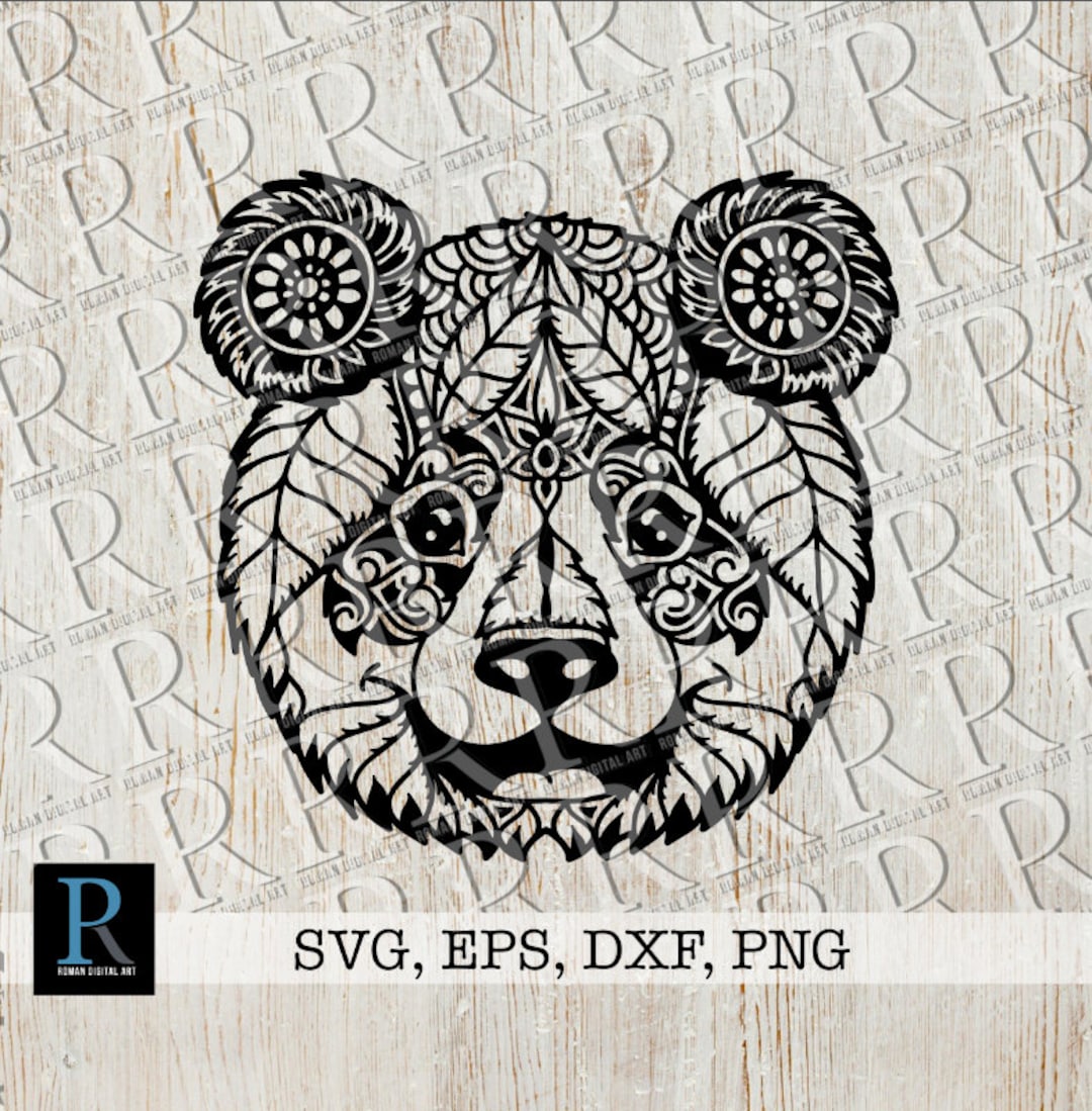Panda SVG Mandala Digital File, Zentangle Cricut Design Cut File, Bear ...
