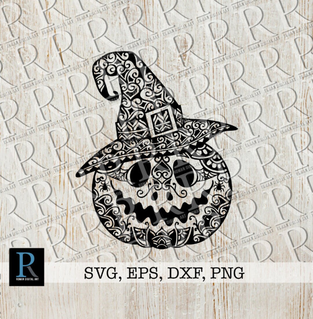 Halloween Pumpkin Face SVG Mandala Cut File, Zentangle Pumpkin Face ...