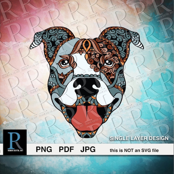 Mandala Pit Bull Svg - Etsy