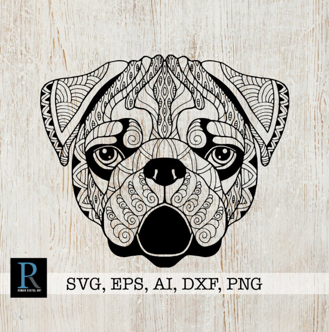 Zentangle Pug SVG Mandala Pug Svg Dog for Cricut Zentangle - Etsy