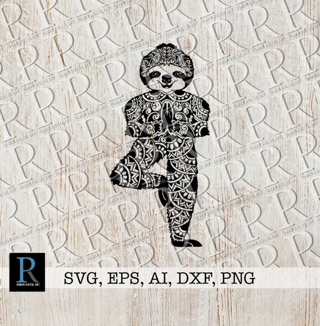 Zentangle Yoga Sloth SVG File, Meditating Animal SVG File, Sloth SVG ...