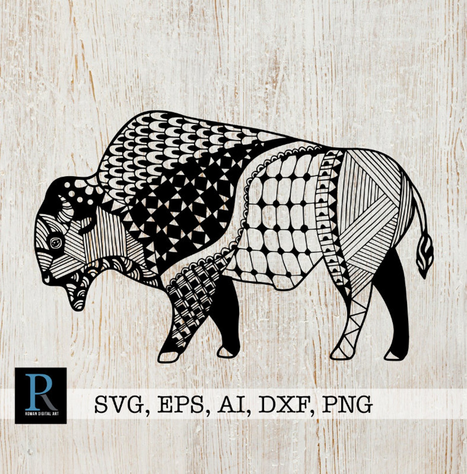 Buffalo Svg Zentangle Bison Buffalo Svg Mandala Bison - Etsy