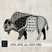 Buffalo Svg Zentangle Bison Buffalo Svg Mandala Bison | Etsy