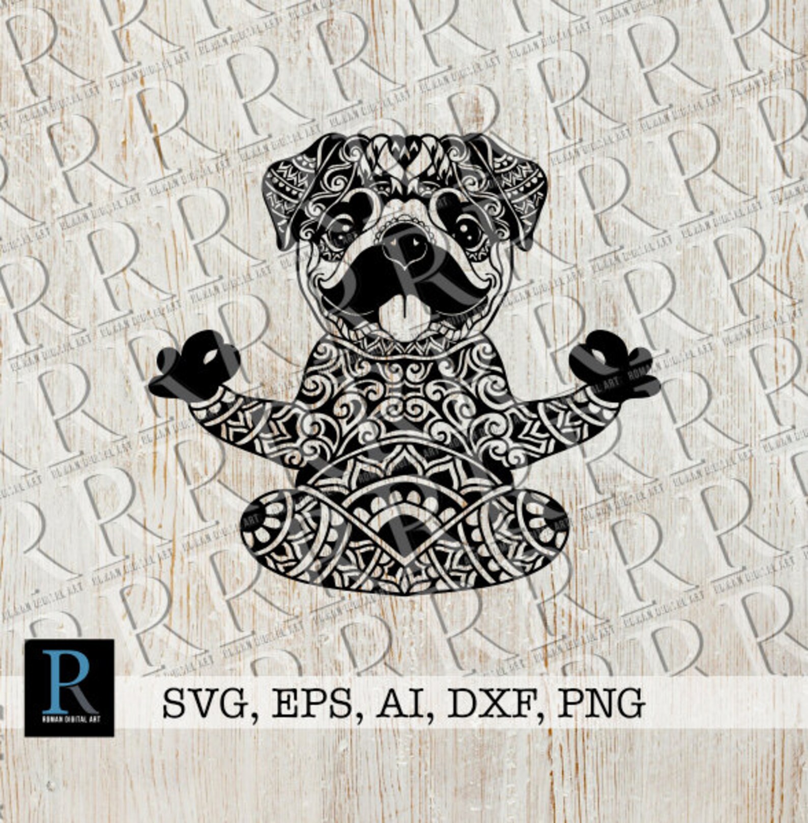 Zentangle Yoga Pug SVG File Pug Mandala SVG Mandala Cricut - Etsy