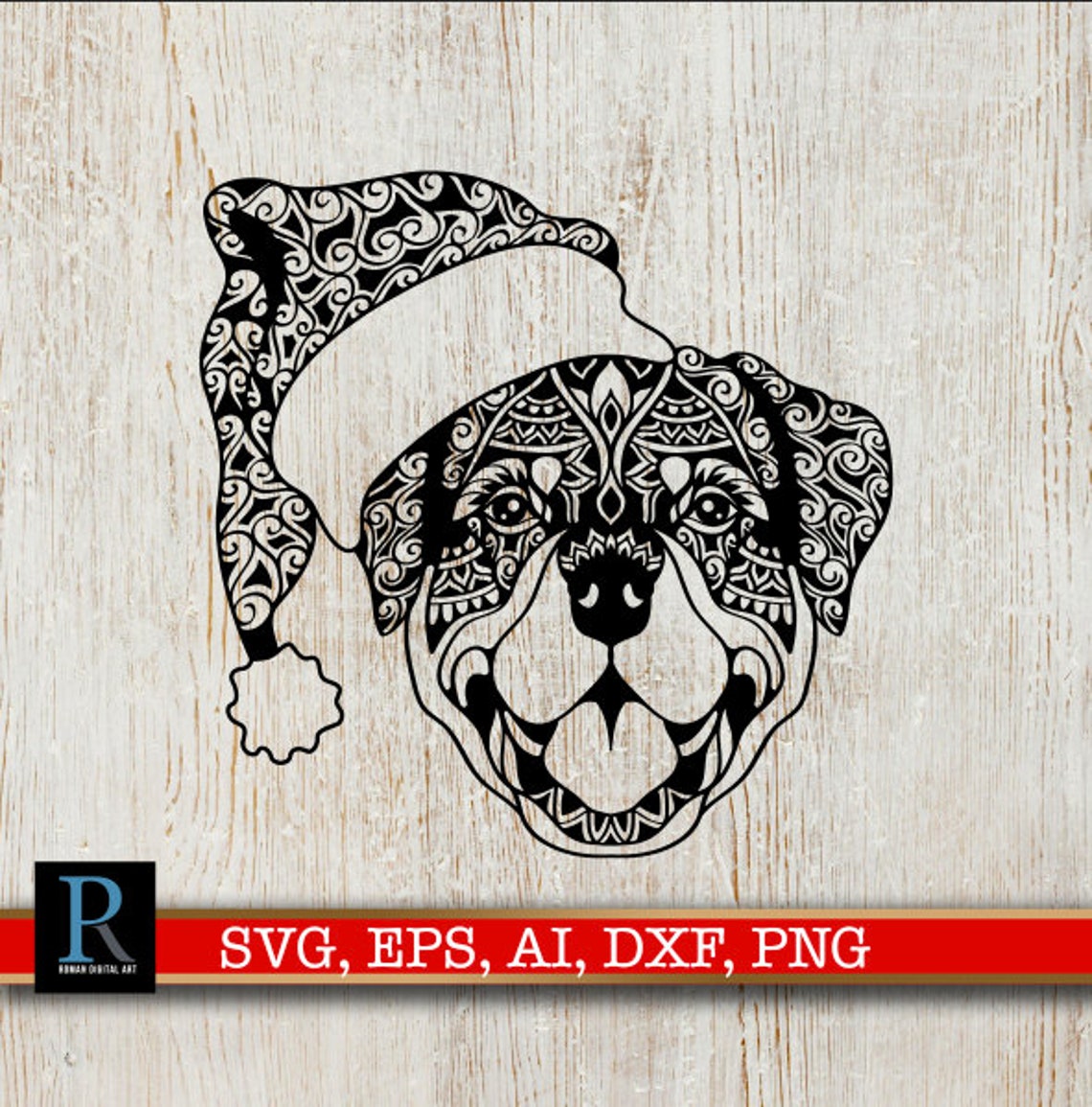 Mandala Christmas Rottweiler SVG Christmas Mandala SVG - Etsy