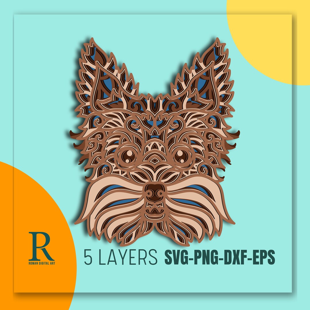 Multilayered Yorkshire Terrier SVG Dxf Design for Laser Cutting and CNC ...