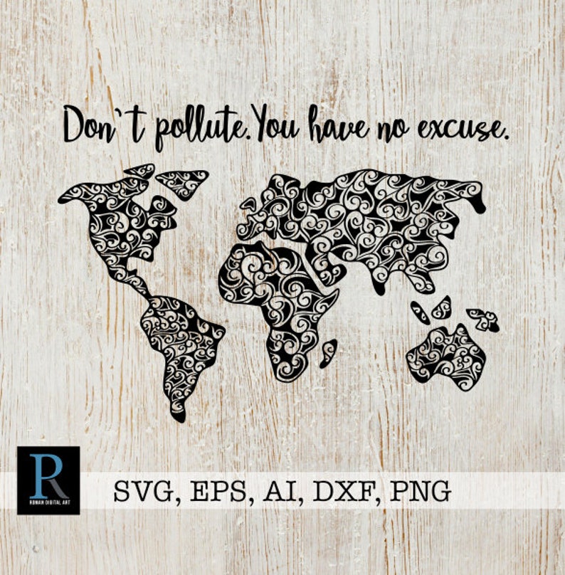 Mandala World Map SVG World Map Cut File Single Layered - Etsy