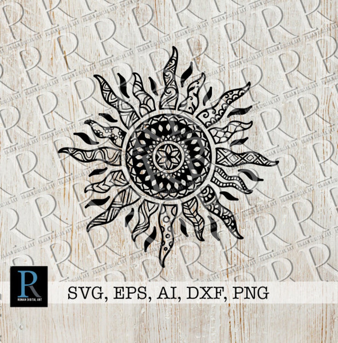 Mandala Sun SVG File, Zentangle Sun Cut File, Single Layered - Etsy
