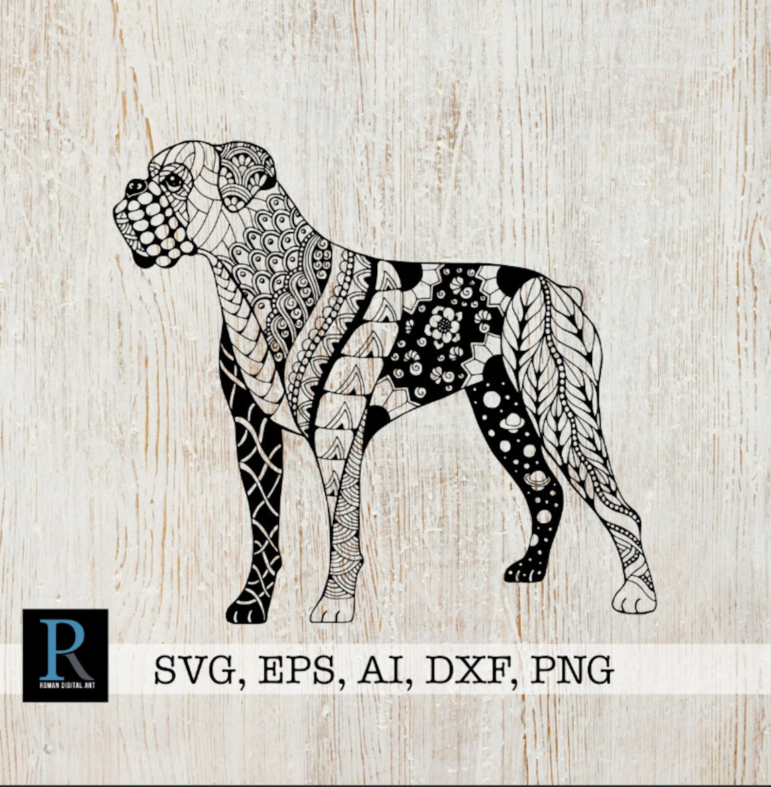 Mandala Boxer Dog SVG File for Vinyl Cutting Machines - Etsy