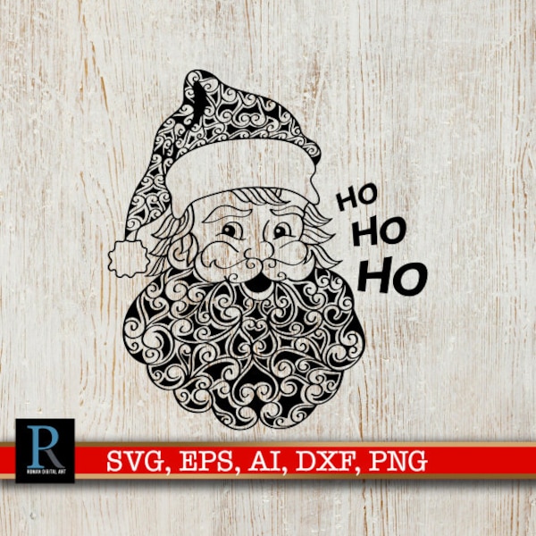 Zentangle Santa Svg - Etsy