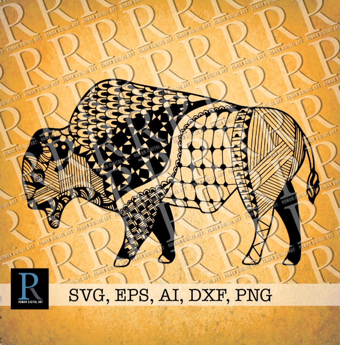 Buffalo Svg Zentangle Bison Buffalo Svg Mandala Bison - Etsy